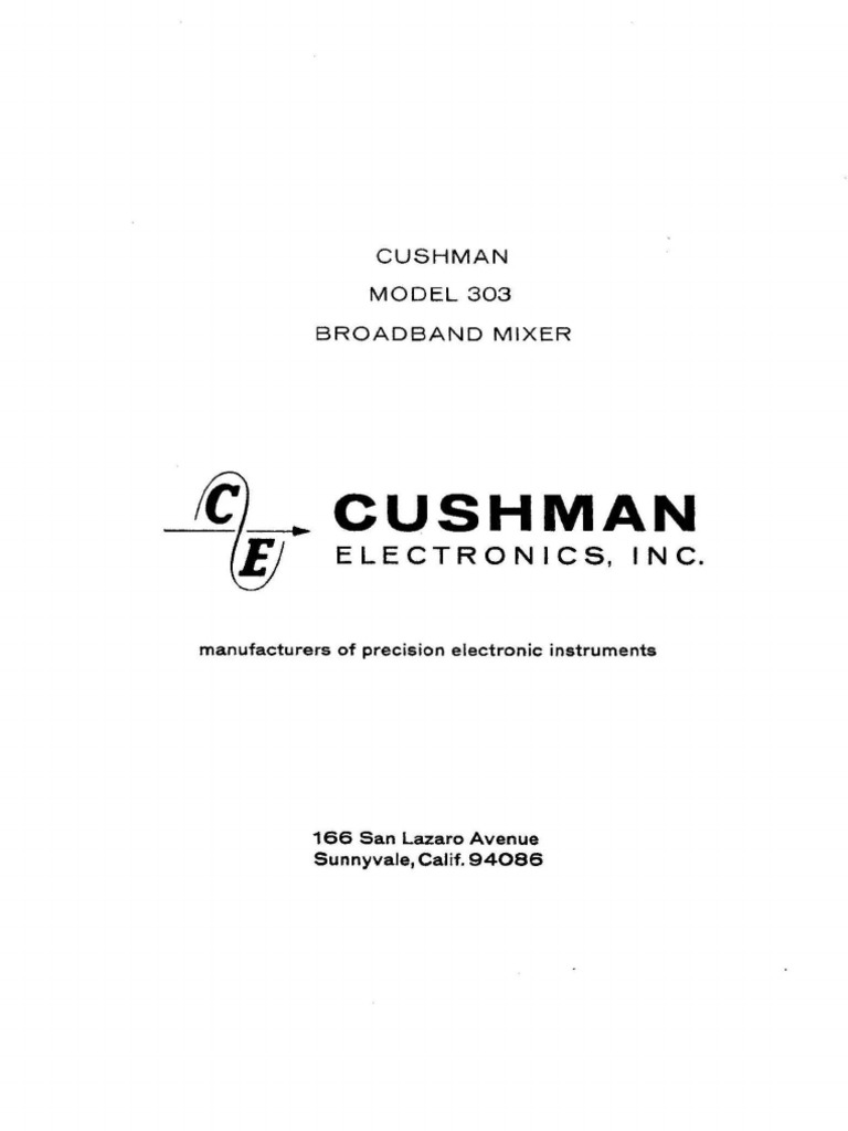 Cushman 303 O&M Manual | PDF | Detector (Radio) | Amplifier