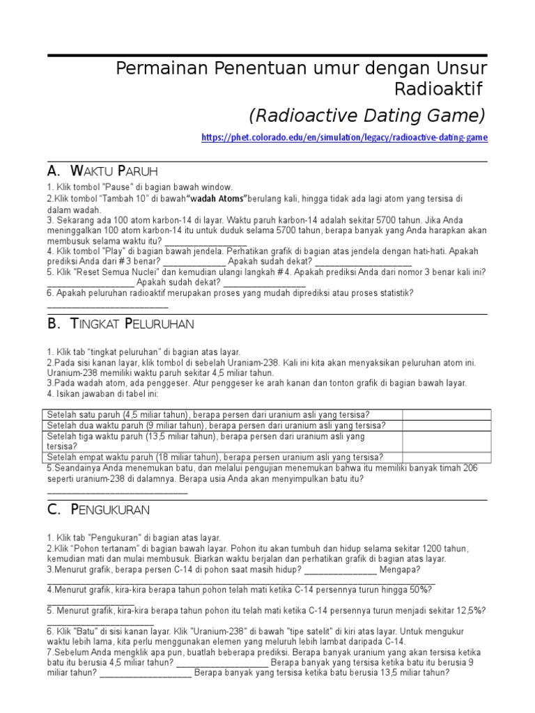 TUGAS 2 - Radioactive Dating Game - 28 Agustus 2018 | PDF | Griya & Taman