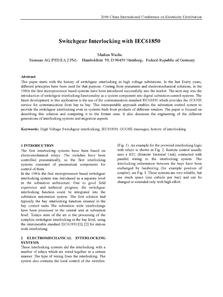 Switchgear Interlocking With IEC61850 PDF | PDF