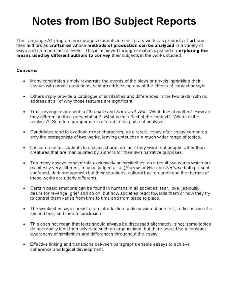IB Notes From Subject Reports | PDF