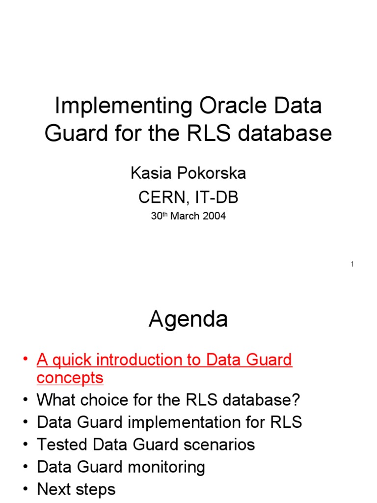 Data Guard Implementation for RLS Database | PDF | Data Management | Databases