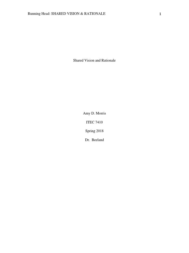 Shared Visionandrationale-Amorris | PDF | Teachers | Classroom