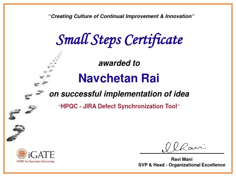 Small Steps Certificate - Navchetan Rai | PDF