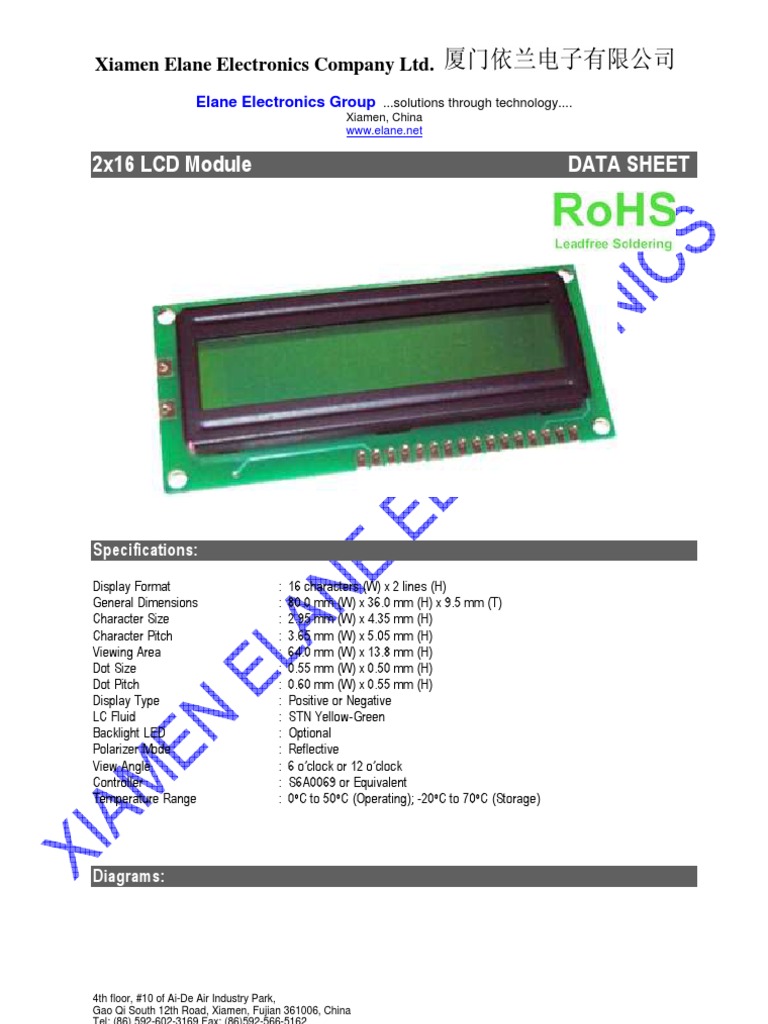 Lcd Display 16x2 Datasheet
