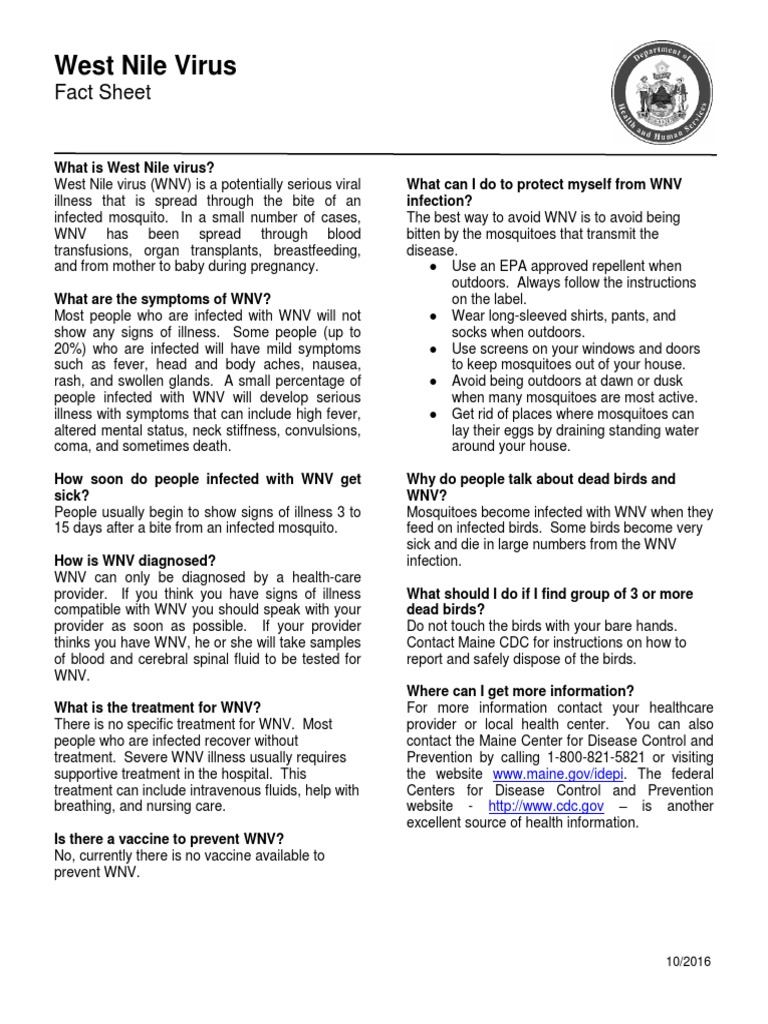 WNV Fs 1 | PDF | Mosquito | Preventive Healthcare
