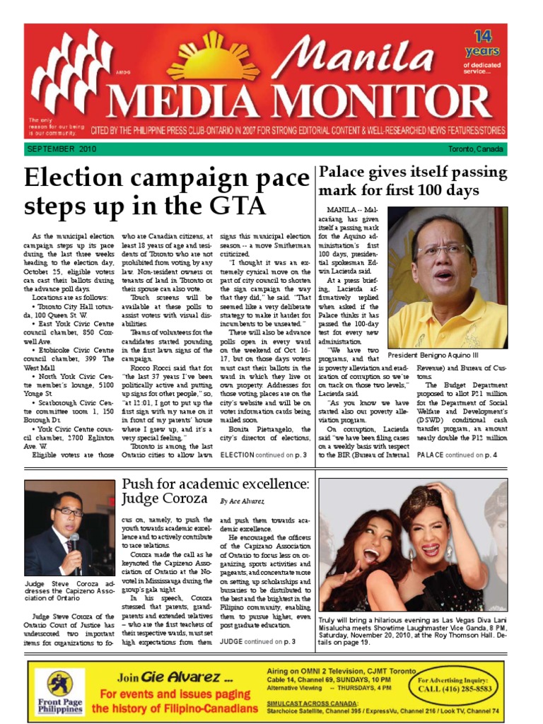 Manila Media Monitor - SEPTEMBER 2010 | PDF | Benigno Aquino Iii ...