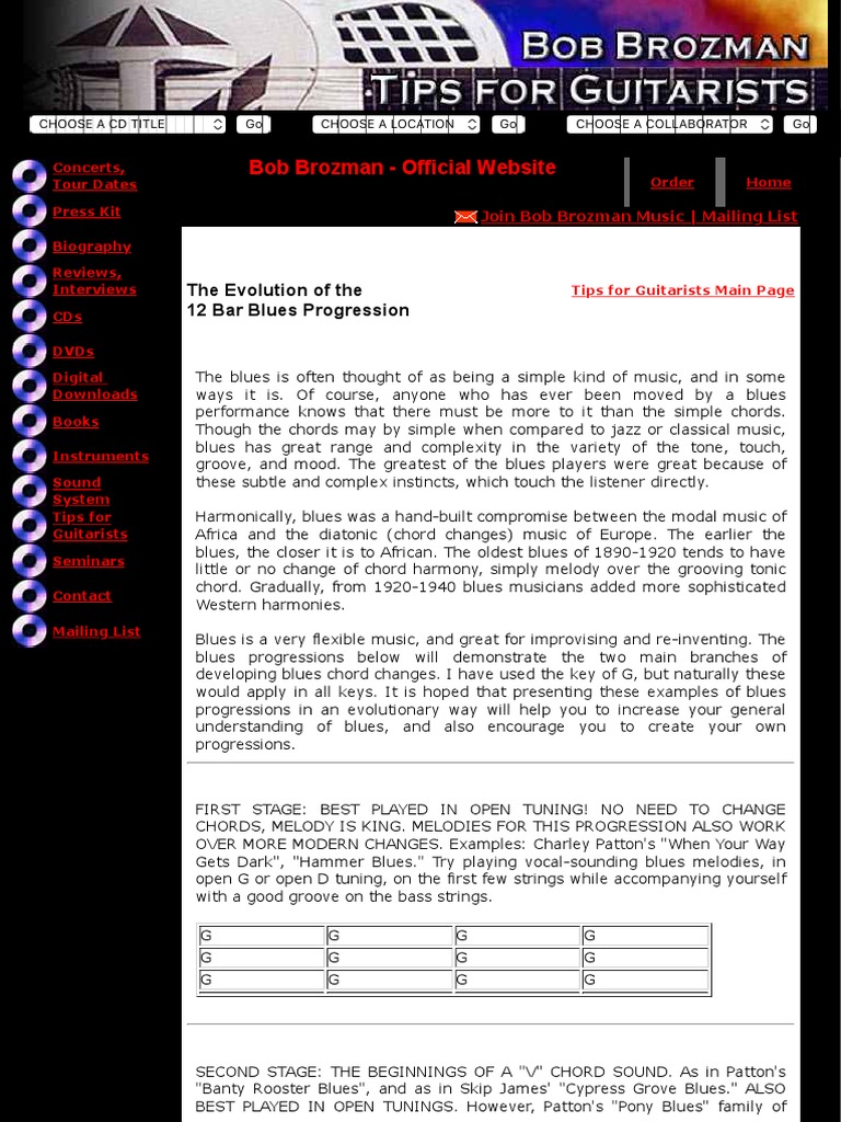 Bob Brozman: The Evolution of The 12 Bar Blues Progression | PDF ...