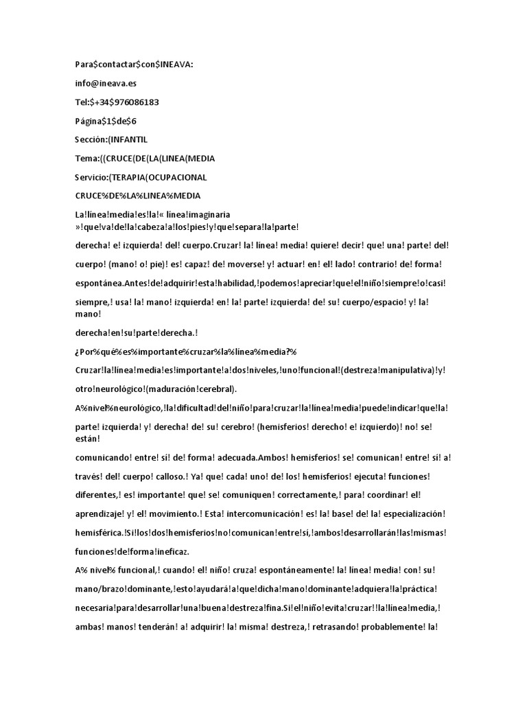 Importancia de cruzar la línea media | PDF | Sicología
