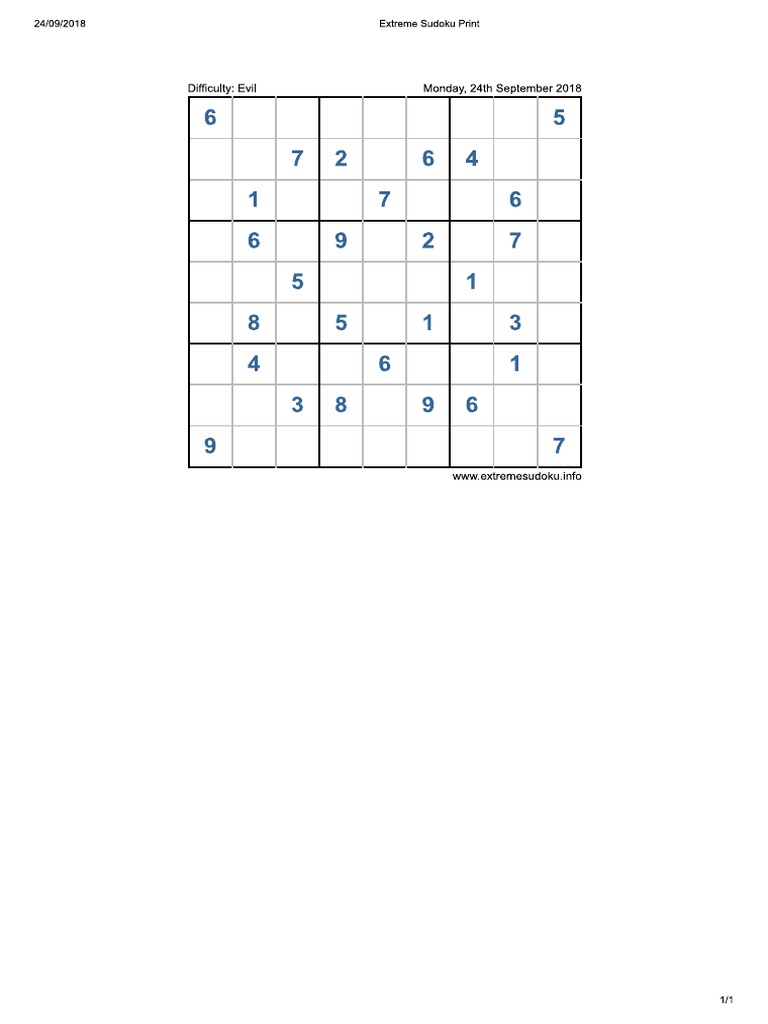 Extreme Sudoku Print | PDF