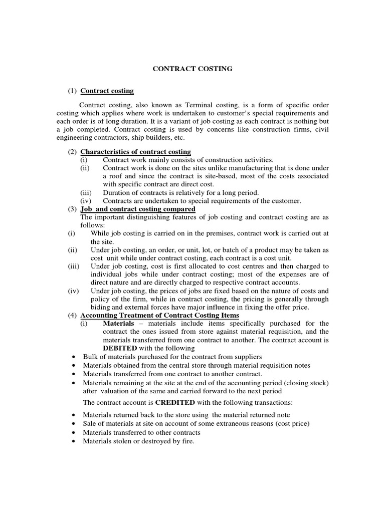 Lecture Notes-2 Contract Costing | PDF | Cost | Expense