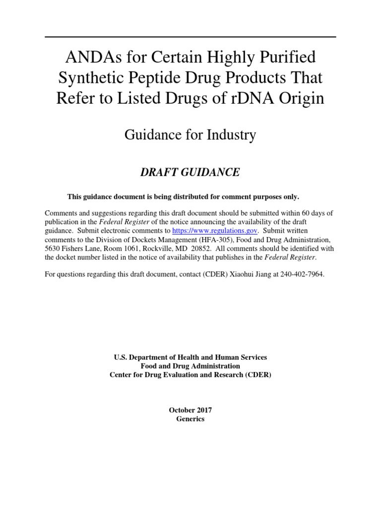 Generic Peptides | PDF | Food And Drug Administration | Generic Drug