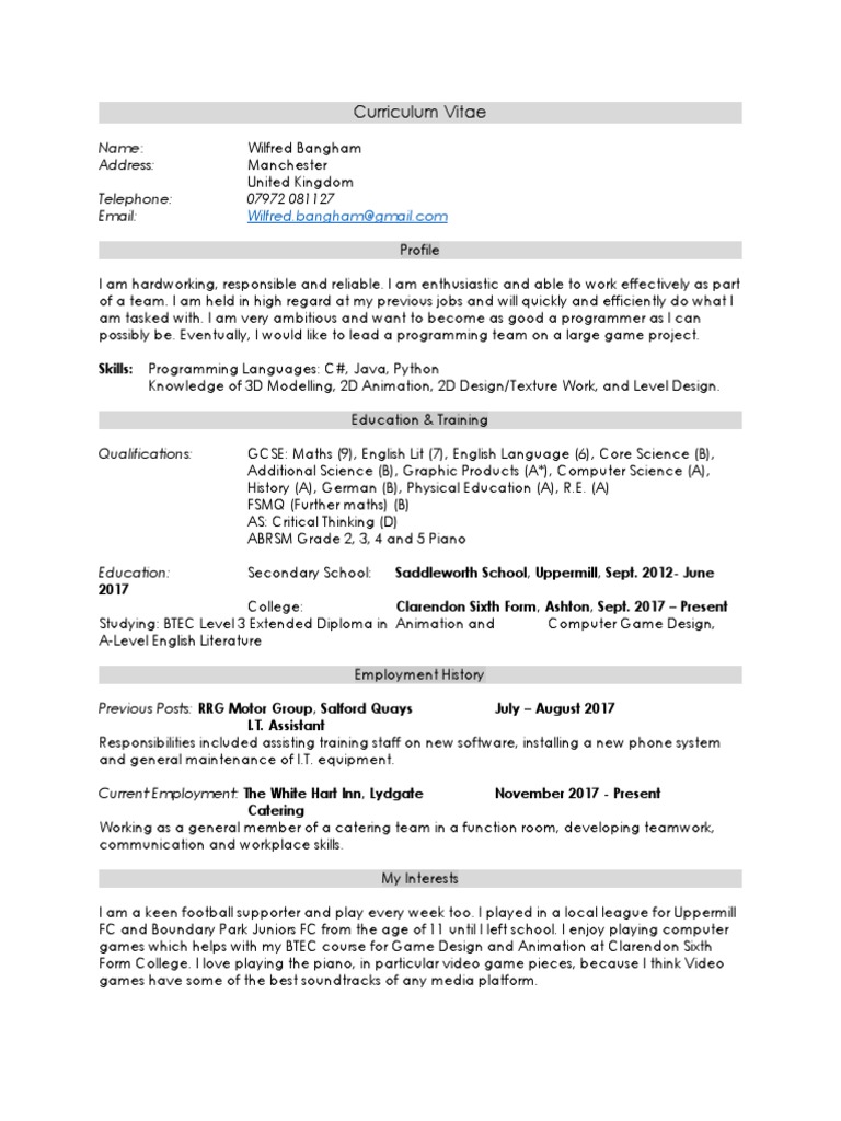 Curriculum Vitae: Name Address: Telephone: 07972 081127 Email | PDF | Behavior Modification ...