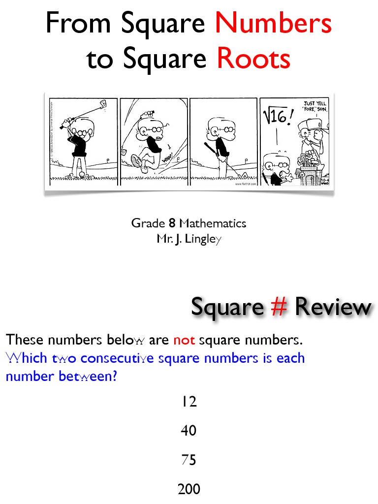 Grade 8 Mathematics Mr. J. Lingley | PDF | Numbers | Square Root