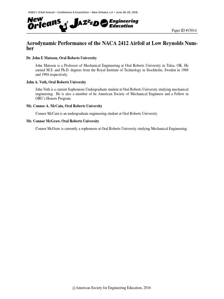 NACA 2412 Airfoil Performance Study | PDF | Lift (Force) | Airfoil