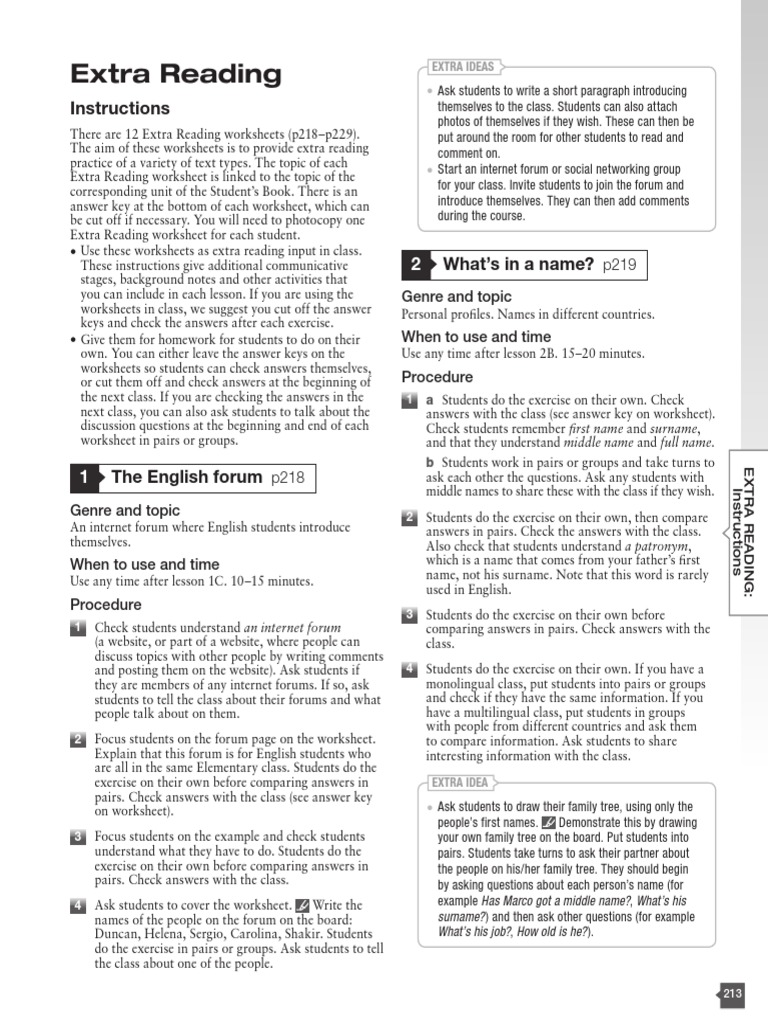 Extra Reading: Instructions | PDF | Internet Forum | Vocabulary