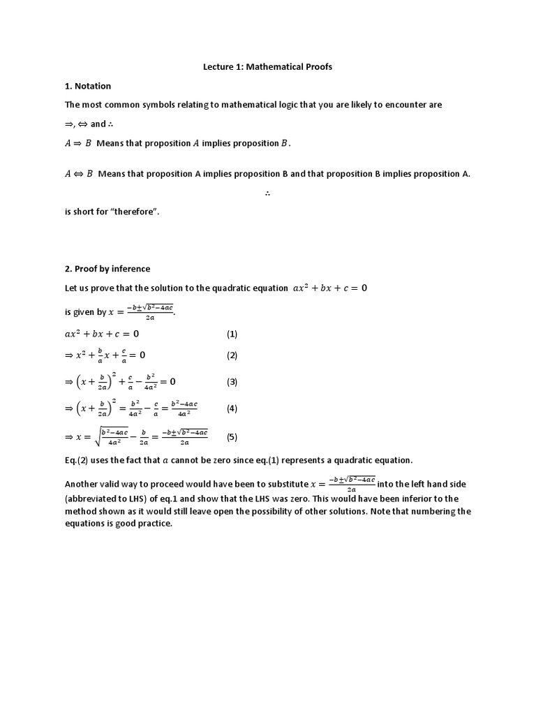 Proofs | PDF | Mathematical Proof | Logical Expressions