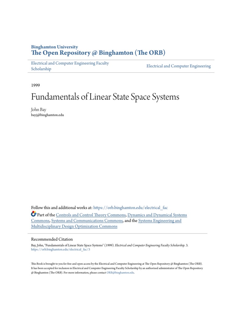 Fundamentals of Linear State Space Systems PDF | PDF | Linear Algebra ...