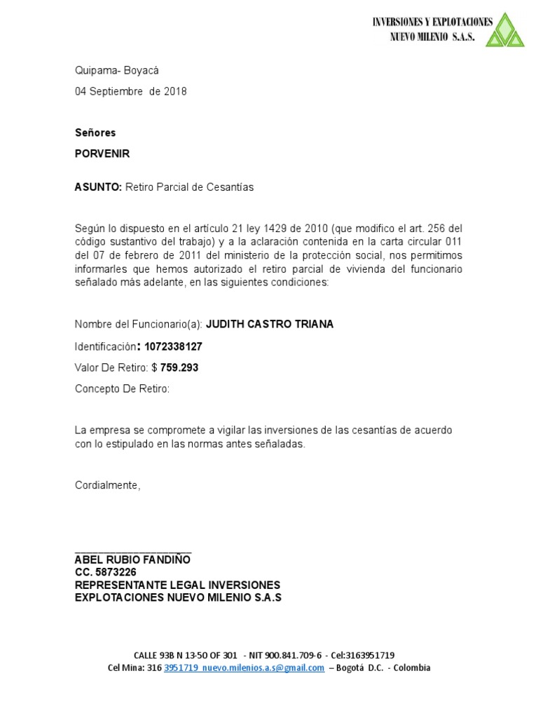 Carta de Cesantias | PDF