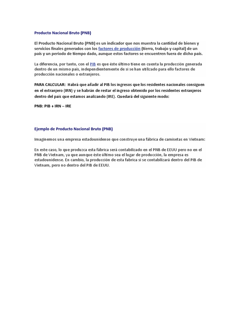 Definición y Ejemplos de PNB | PDF | Producto nacional bruto | Producto ...