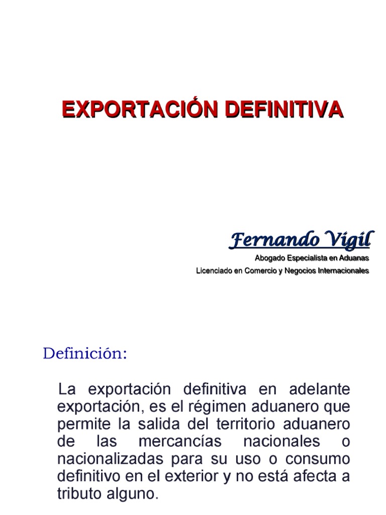 Exportación Definitiva | PDF