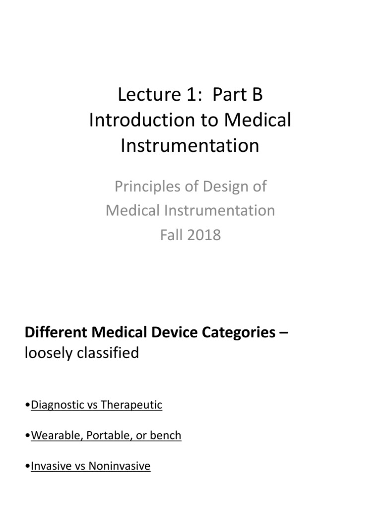 Lecture 1: Part B Introduction To Medical Instrumentation | PDF ...