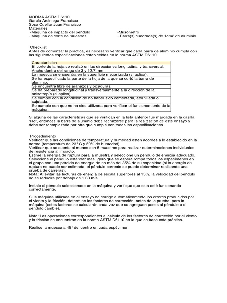 Prueba de Impacto ASTM D6110 en Aluminio | PDF | Aluminio | Naturaleza