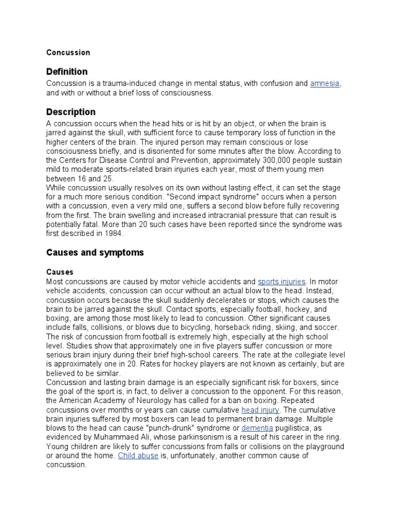 Cerebral Concussion | PDF | Concussion | Traumatic Brain Injury