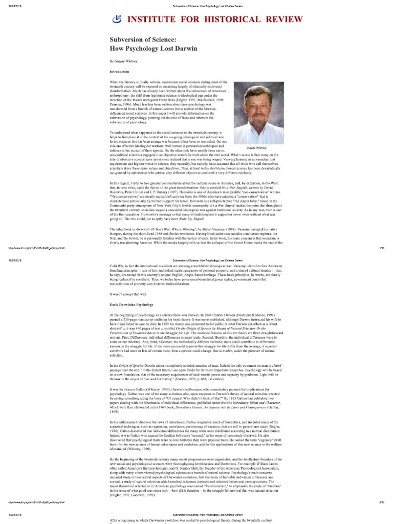 Subversion of Science How Psychology Lost Charles Darwin | PDF