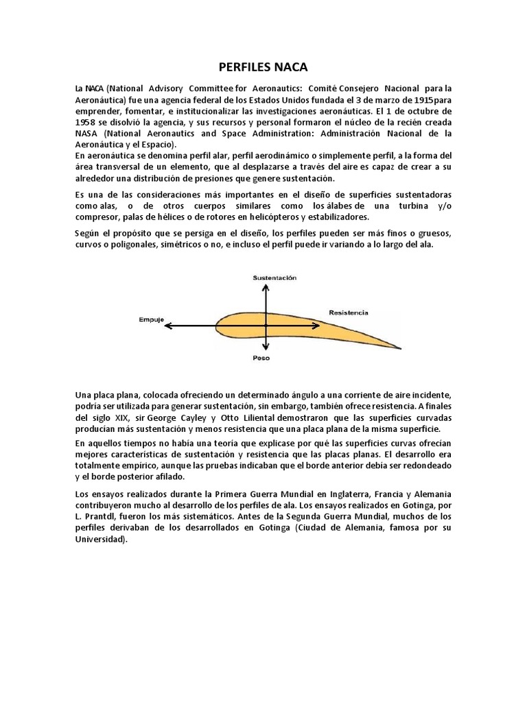 Perfiles NACA: Historia y Clasificación | PDF | Superficie sustentadora ...