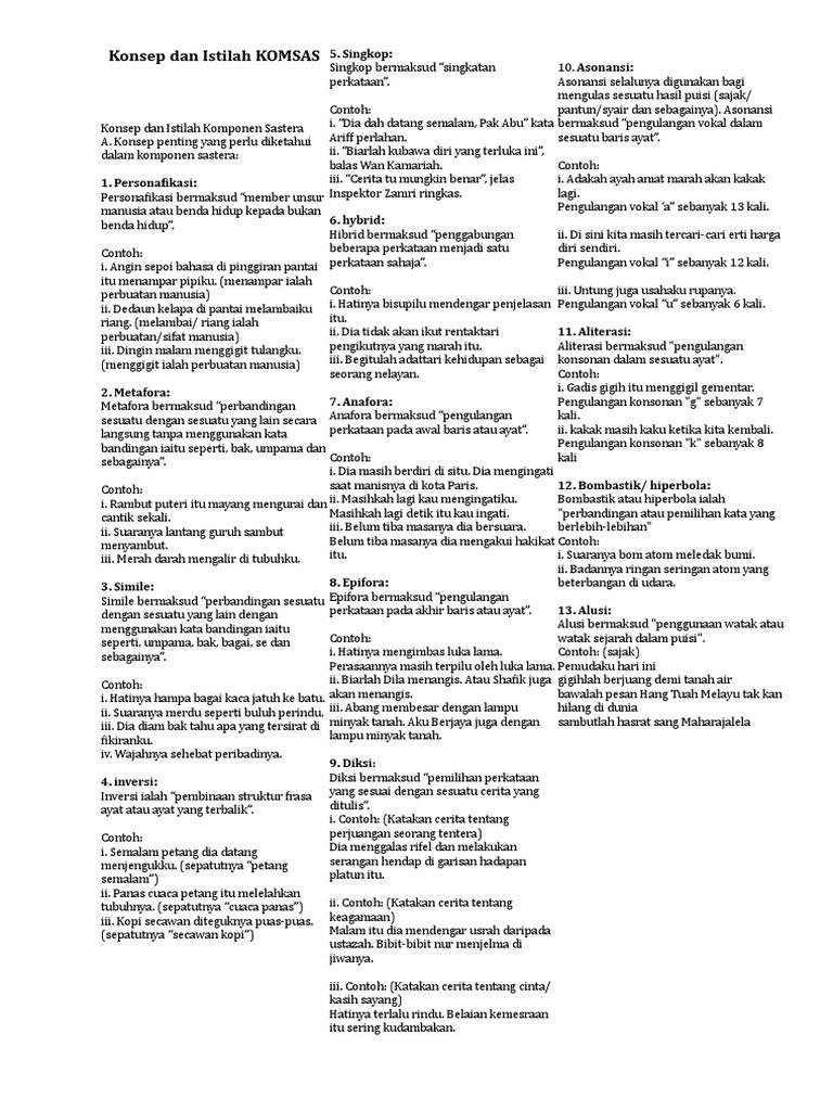 Istilah Asonansi dalam KOMSAS | PDF | Seni & Disiplin Bahasa