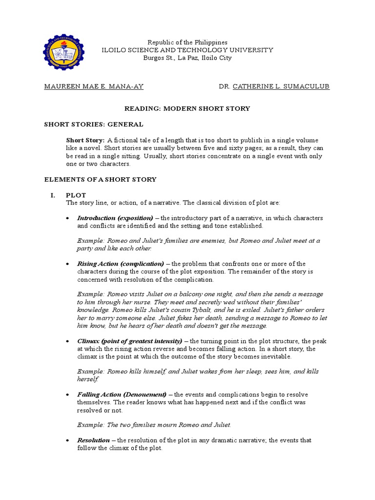 Handouts - Elements of Short Story 1 | PDF | Narration | Plot (Narrative)