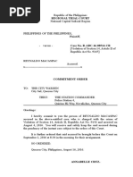 Sample Request For Issuance of Commitment Order | PDF