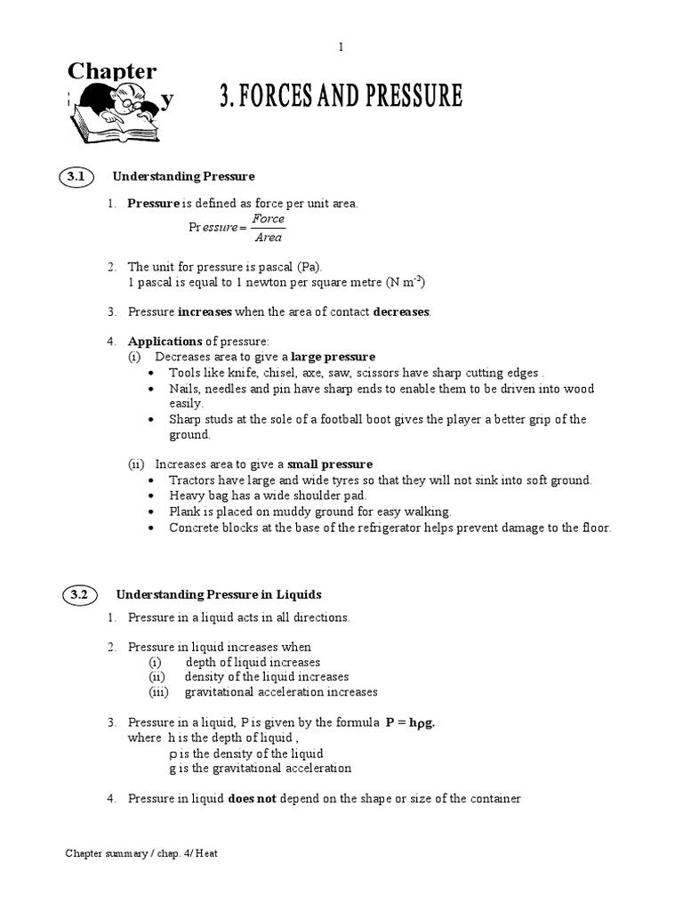 3.1 Understanding Pressure: Force Essure Area | PDF | Buoyancy ...