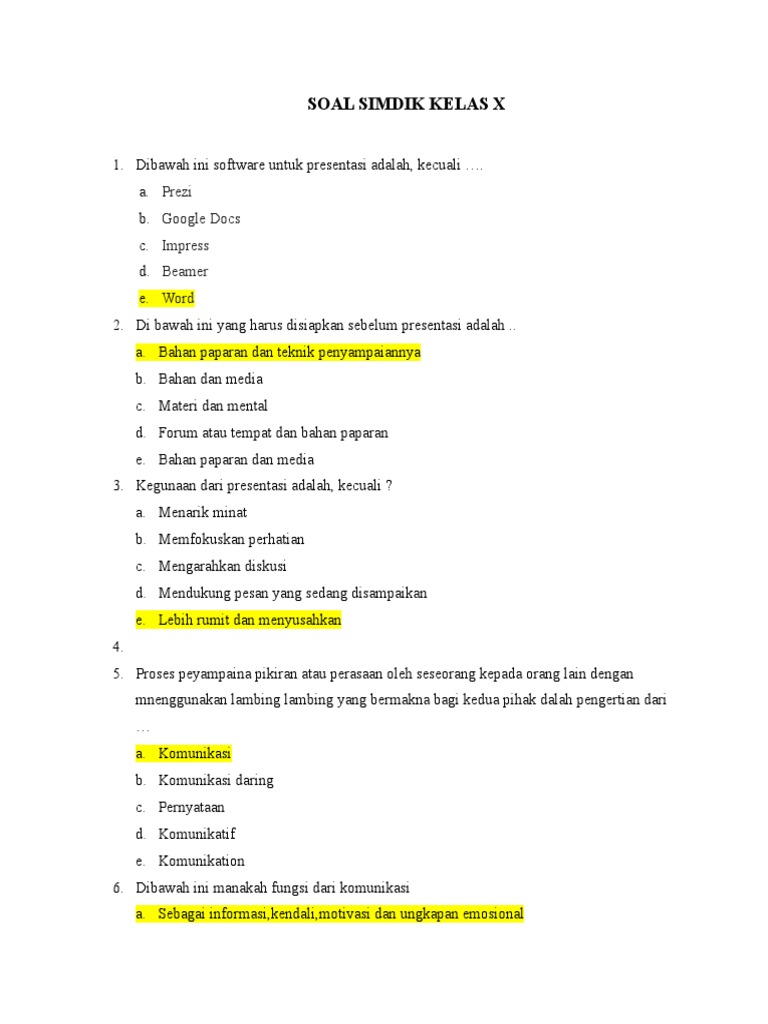 Kunci Jawaban Soal SIMDIK Komunikasi Daring dan Pendidikan | PDF