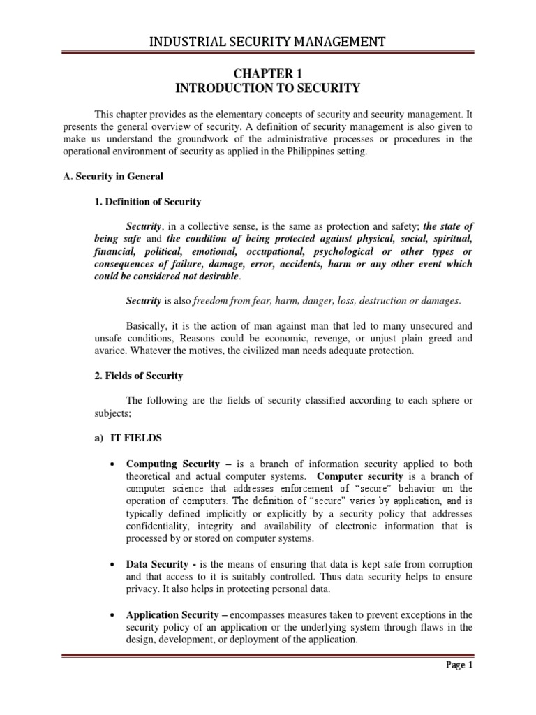 Chapter 1 - Introduction To Industrial Security | PDF | Information ...