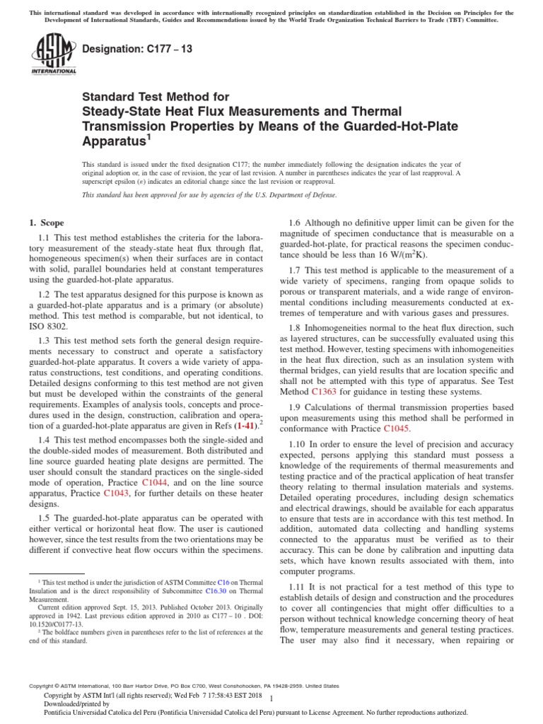 Astm C177 | PDF | Thermal Conductivity | Heat Transfer
