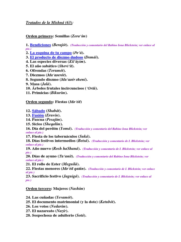 Tratados de La Mishna | PDF | Ley judía | Ley judía y rituales