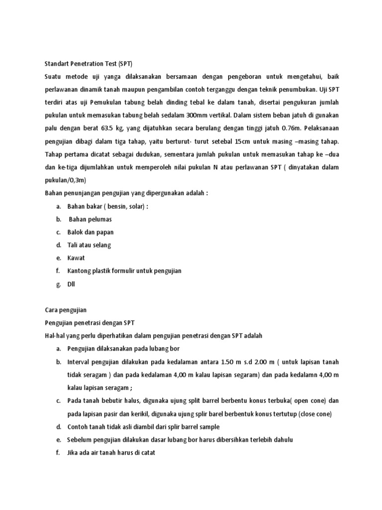 Metode Uji Standart Penetration Test | PDF | Teknologi & Rekayasa ...