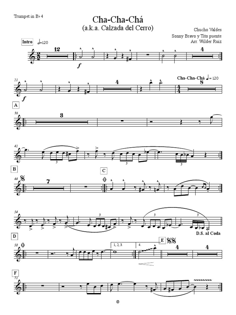 Cha-Cha-Chá - Calzada Del Cerro - Trumpet in BB 4 | PDF | Leisure