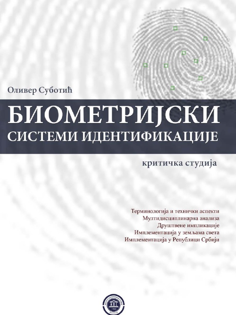 Biometrijski Sistemi Identifikacije - Oliver Subotić | PDF