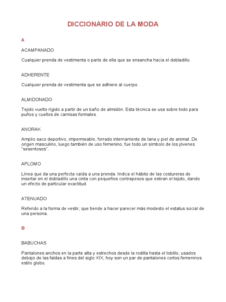 Diccionario de La Moda | PDF | Ropa | Traje (ropa)