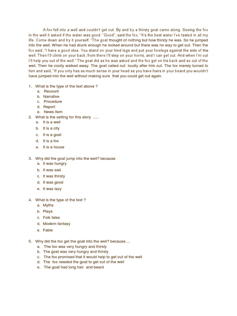 A Fox Fell Into A Well and Couldn | PDF