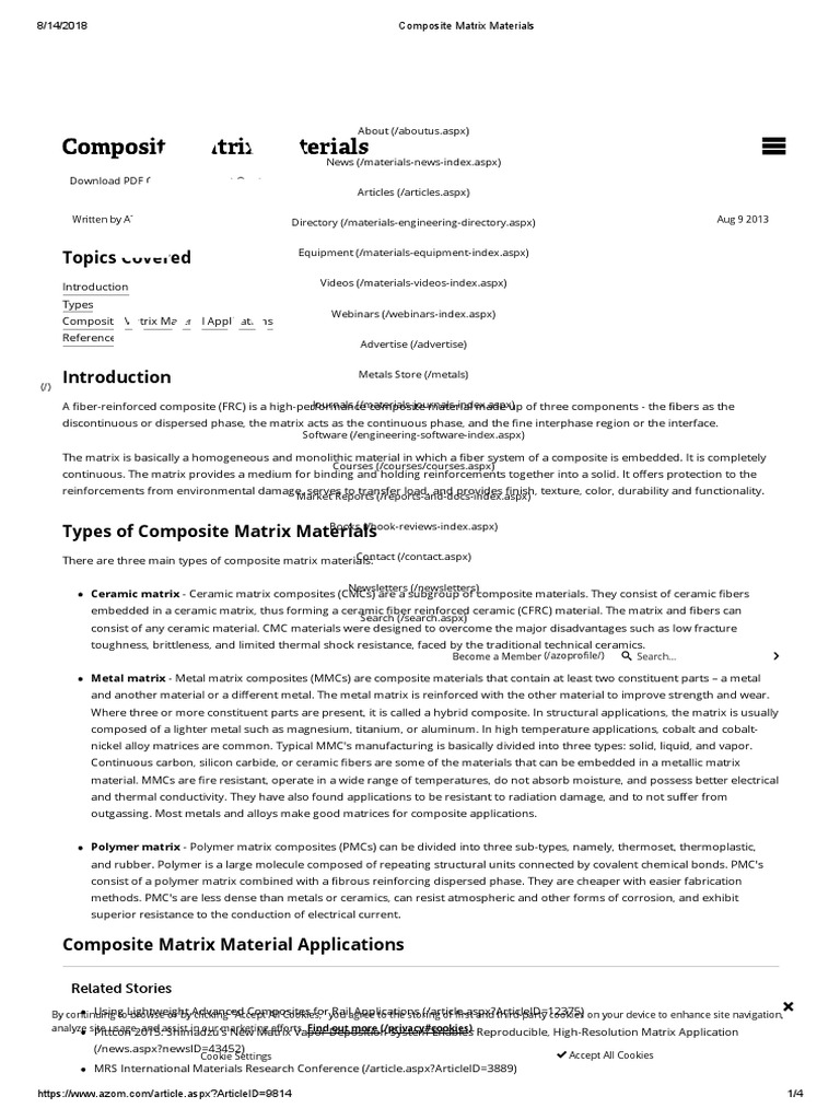 Composite Matrix Materials | PDF | Composite Material | Building ...