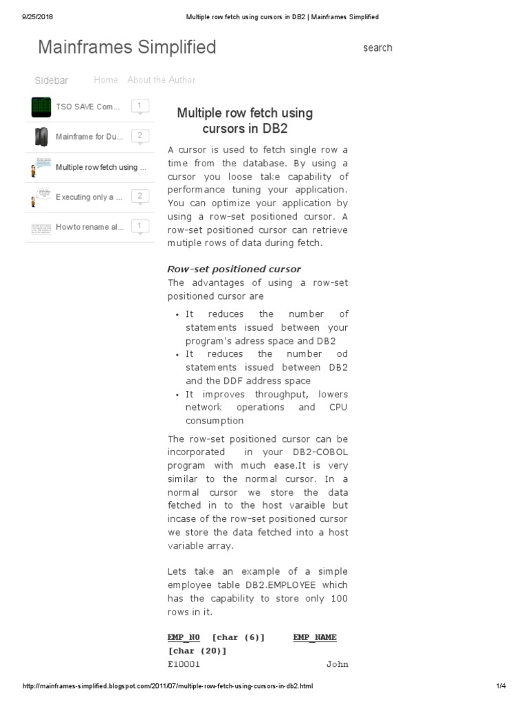 DB2 Cursors: Multi-Row Fetch Guide | PDF | Ibm Db2 | Array Data Structure