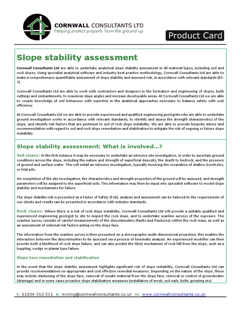 Geotech Services Product Card Slope Stability Assessment PDF | PDF ...