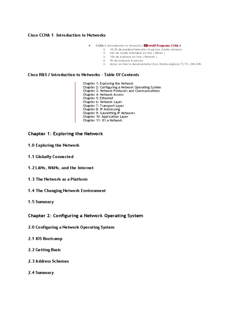 Cisco CCNA 1 Introduction To Networks | PDF | Computer Network | Ip Address