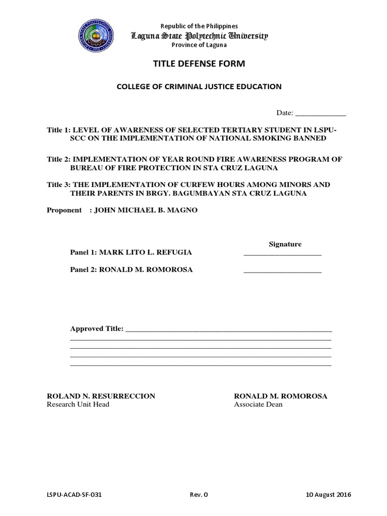 Title Defense Form Magno | PDF