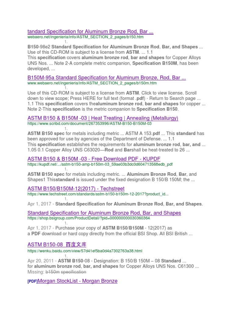 Astm b150 | Download Free PDF | Bronze | Heat Treating