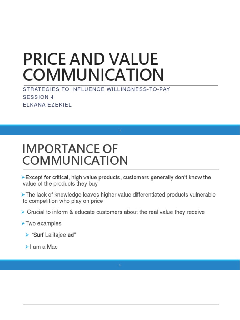 Price and Value Communication: Strategies To Influence Willingness-To ...