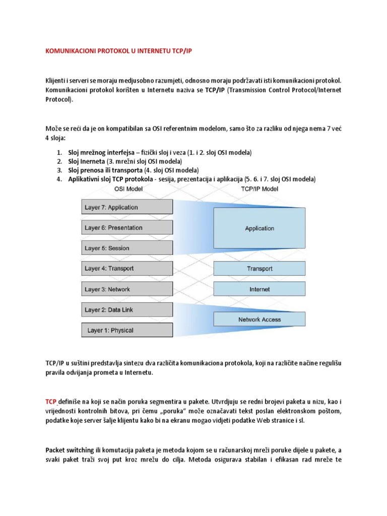 Komunikacioni Protokol U Internetu TCP | PDF